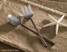 Flatware Silverware Serving Set Copper Handle