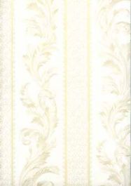 Beige Scrolling Leaf Stripe Wallpaper