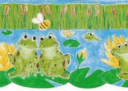 Green Froggy Friends Wallpaper Border