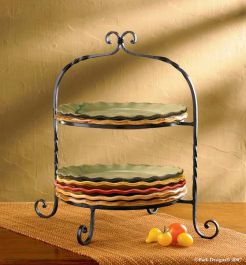 Scroll 2 Tier Plate Stand