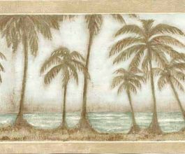 Faux Palm Tree Wall Paper Border AW0552BSPB