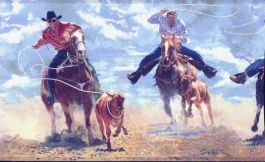 Roping Cowboy Wallpaper Border IN2645B