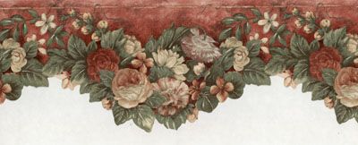Antique Floral Red Wallpaper Border 41776110