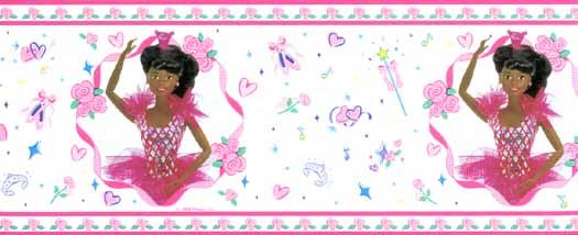 African American Ballerina Barbie Wallpaper Border