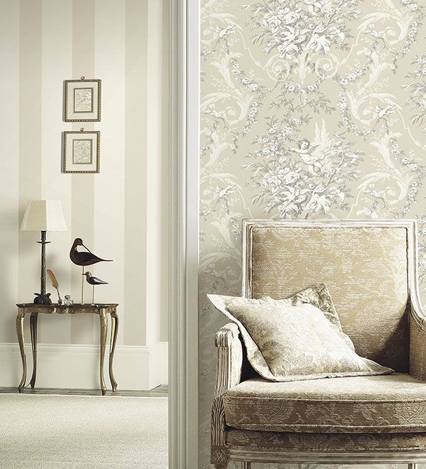 Fabric Toile Wallpaper CH22540 Norwall