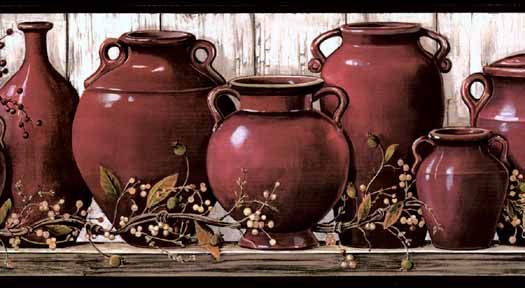 Burgundy Crock Wall Paper Border HK4638BD