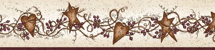 Chesapeake BBC65171B Sassafras Red Curly Stars Trail Border