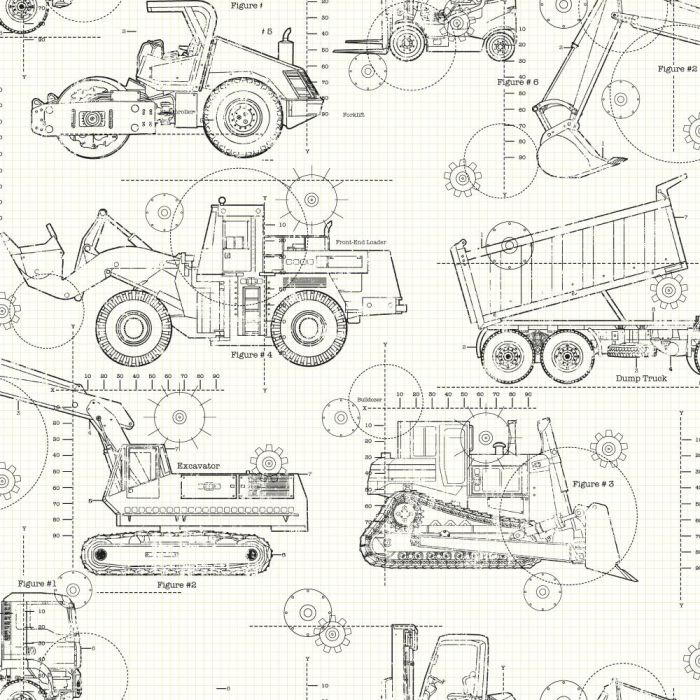 Cool Kids Construction Blueprint Wallpaper